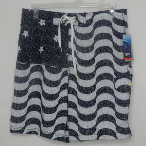 Speedo | Swim | Speedo Blackwhite Flag Stretch Swim Trunks Nwt | Poshmark